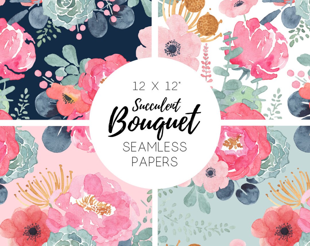 Seamless Floral Paper, Watercolor Floral Paper, Seamless Patterns ...