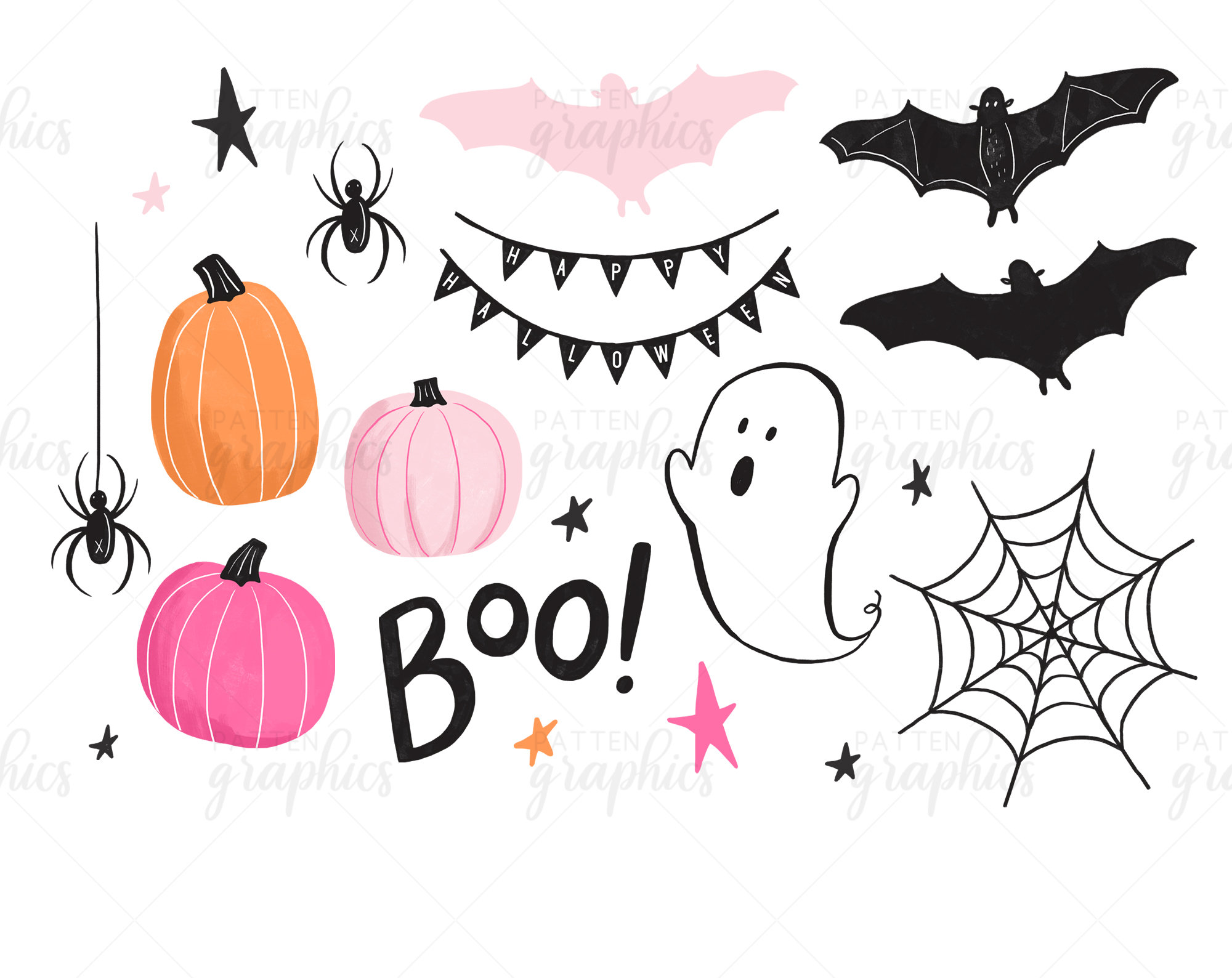 Cute Halloween Clipart Pink Halloween Clipart Pink Pumpkin - Etsy