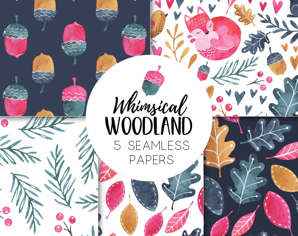 Woodland Animals Digital Paper, Cute Scrapbook Paper, Autumn Digital ...