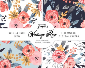 Floral Digital Paper | Etsy