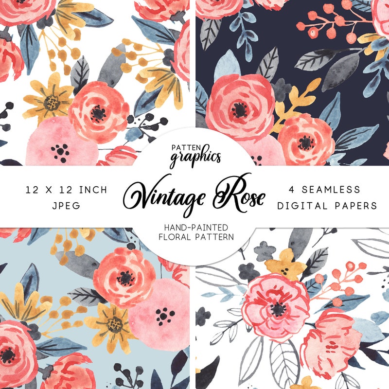 Floral Digital Paper - Etsy