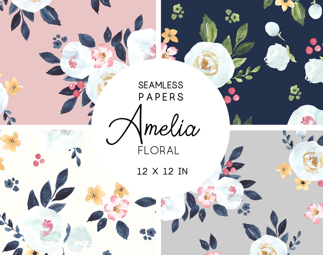Digital Paper, Seamless Pattern, Watercolor Floral Digital Paper ...