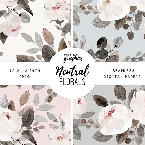 Autumn Floral Digital Paper Watercolor Fall Seamless Pattern - Etsy