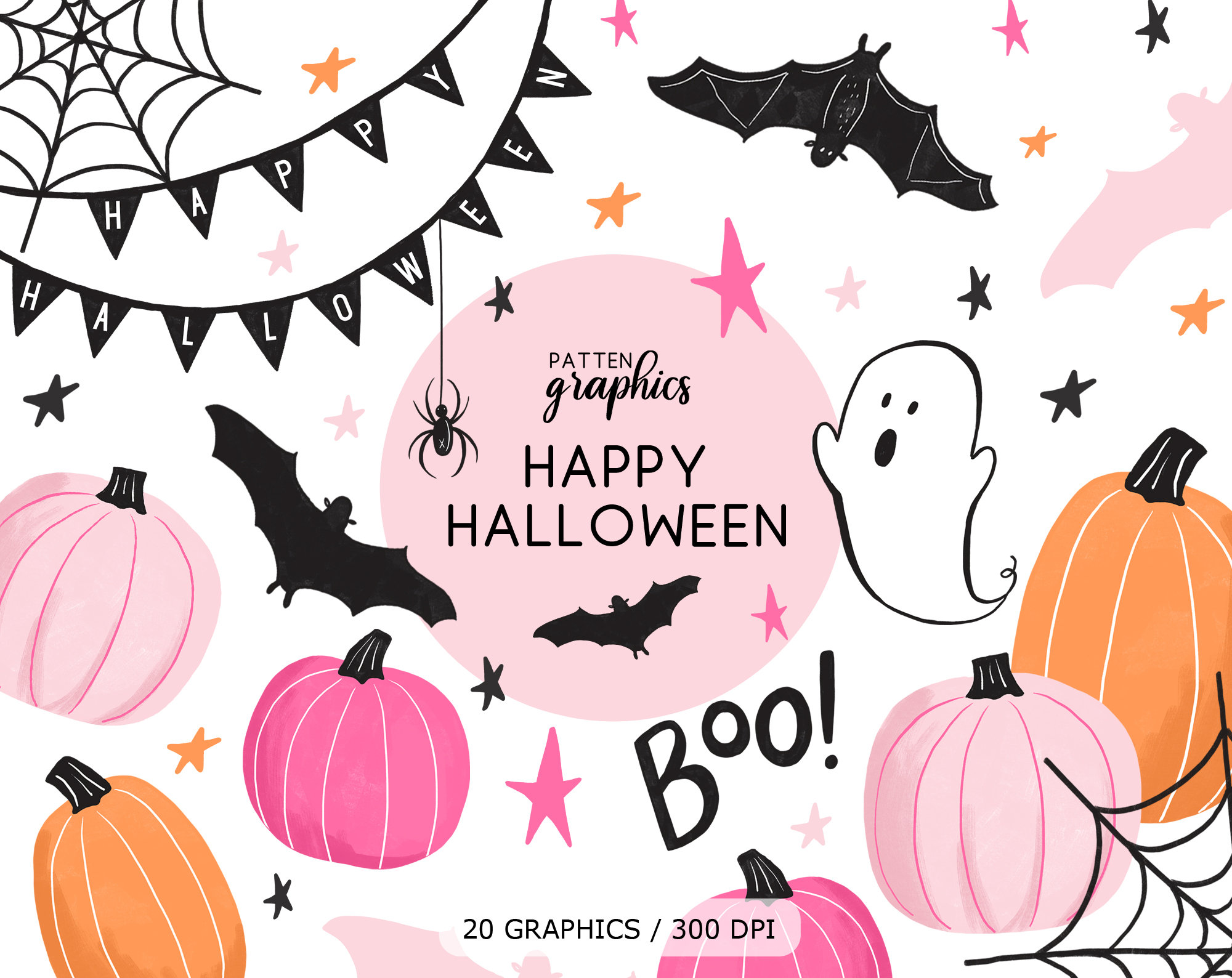 Cute Halloween Clipart Pink Halloween Clipart Pink Pumpkin - Etsy