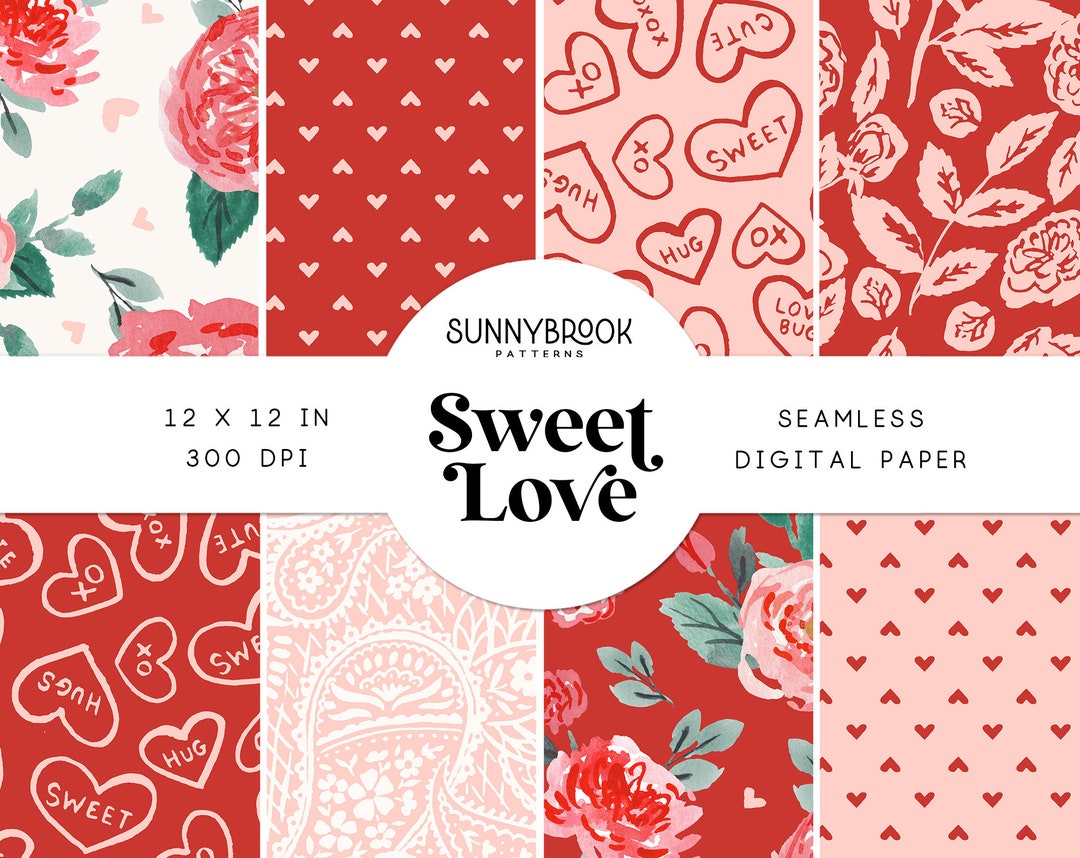 Valentines Day Digital Paper, Valentine Seamless Pattern, Digital Paper ...