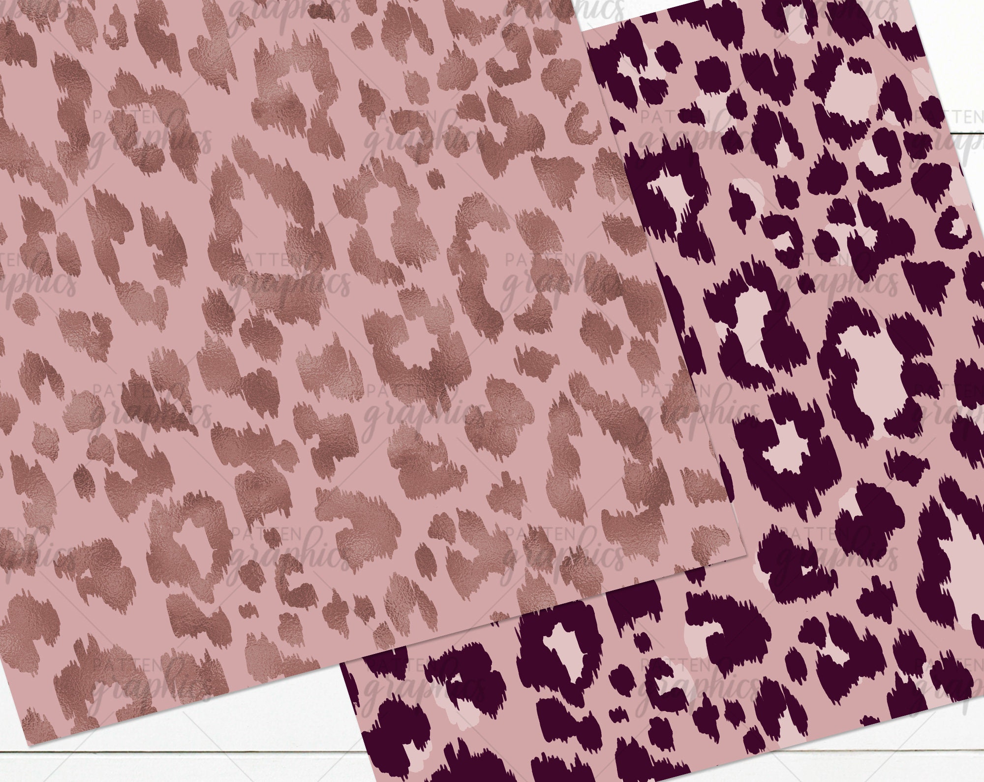 Leopard Digital Paper Rose Gold and Plum Cheetah Seamless | Etsy