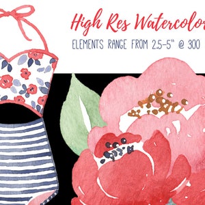 Summer Fashion Clipart, Watercolor Clipart, Beach Style, Beach Girl ...