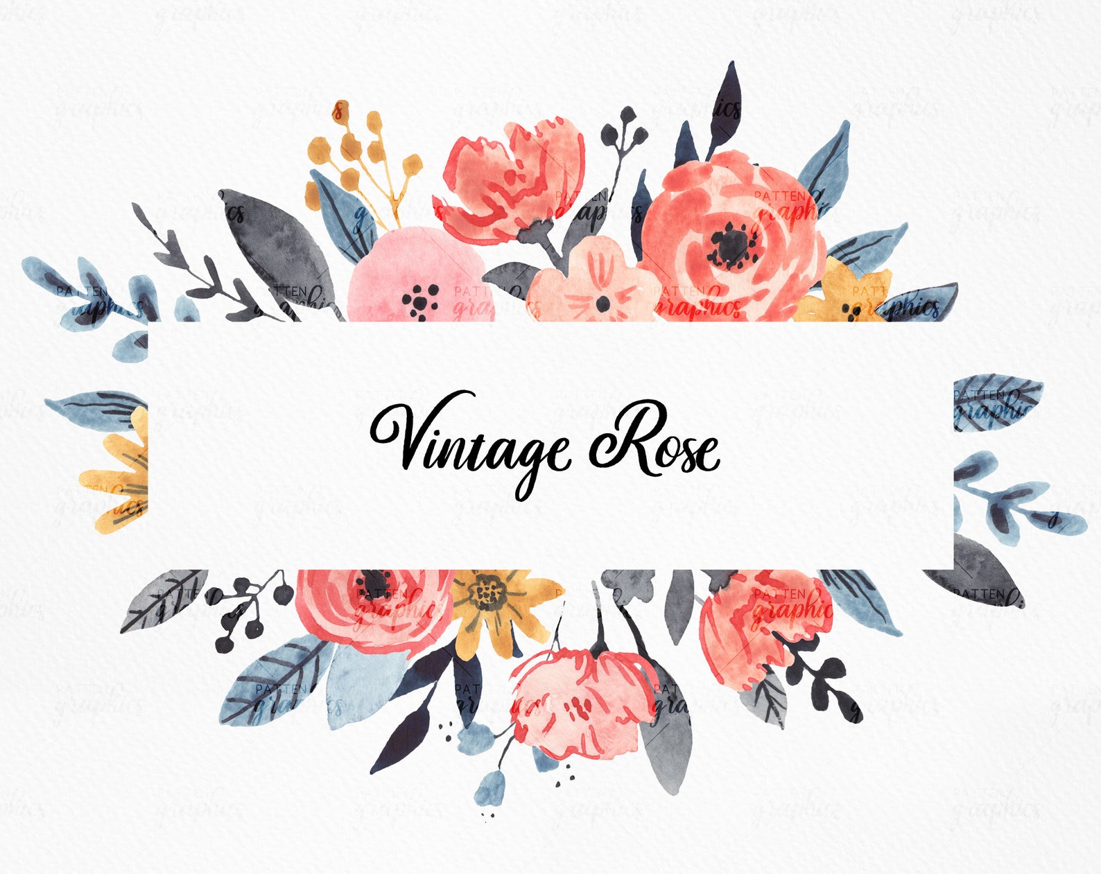 Pink Floral Frame Clipart Watercolor Floral Wreath Set - Etsy