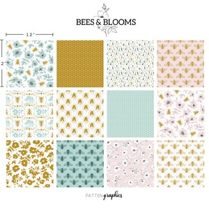 Bees Digital Paper Set, Honeybee Seamless Patterns, Bumblebee Summer ...