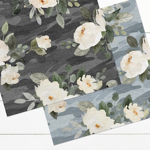 Floral Camo Seamless Pattern, Flowers & Camouflage Digital Paper ...