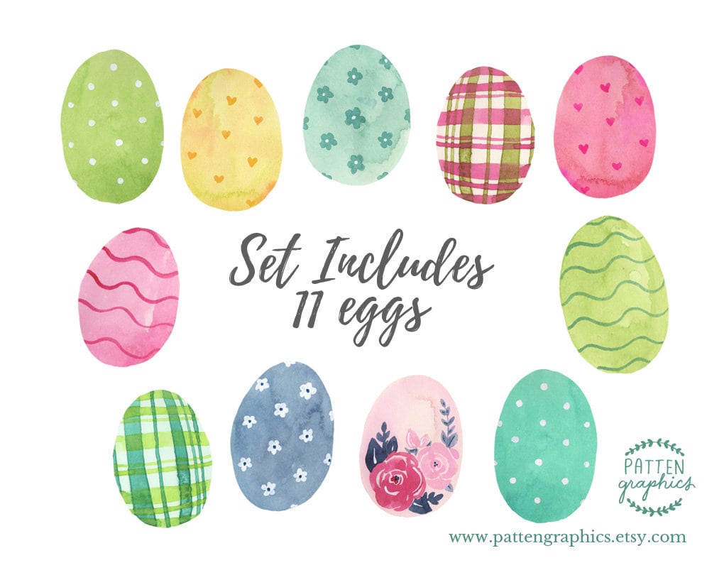 Watercolor Easter Eggs Clipart Easter Egg Clip Art Easter - Etsy