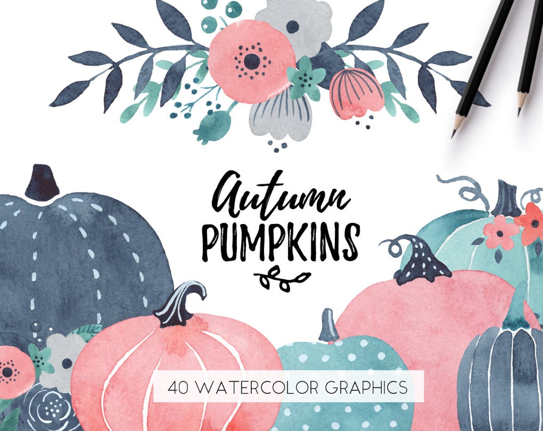 Watercolor Pumpkins Clipart, Watercolor Fall Clipart, Autumn, Fall ...