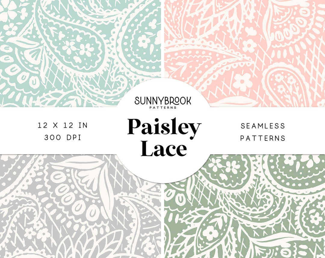 Paisley Digital Paper, Seamless Paisley Pattern, Pastel Lace Floral ...