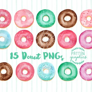 Watercolor Donuts Clipart - Donut Clip Art, Pink Donuts, Handpainted ...