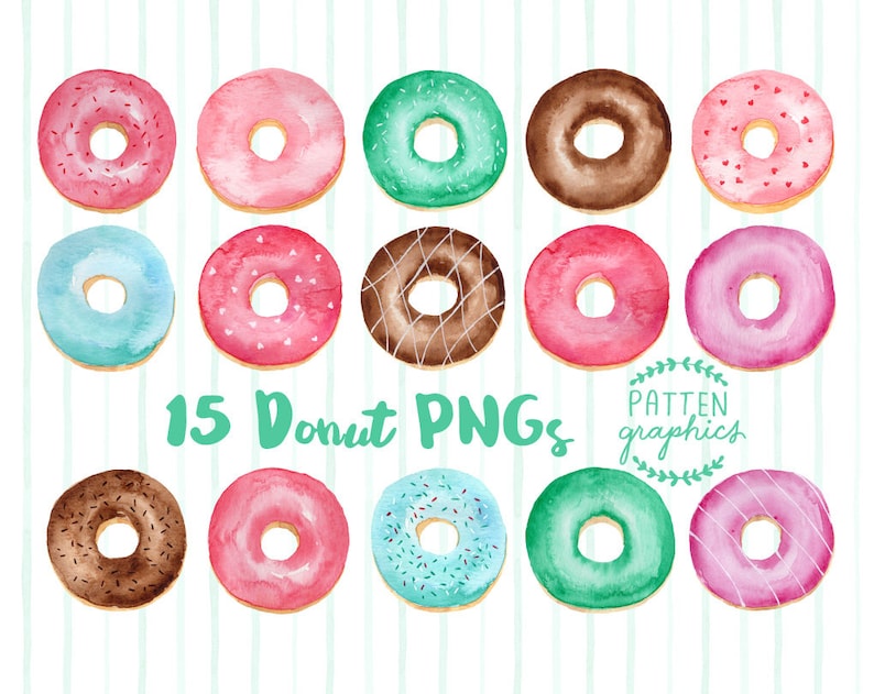 Watercolor Donuts Clipart - Donut Clip Art, Pink Donuts, Handpainted ...