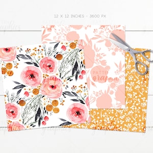 Rustic Boho Floral Digital Paper, Watercolor Floral Seamless Pattern ...