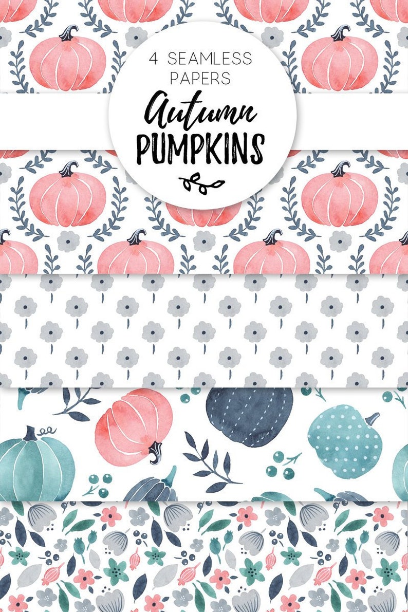 Pumpkin Digital Paper Fall Digital Paper Seamless Pattern | Etsy