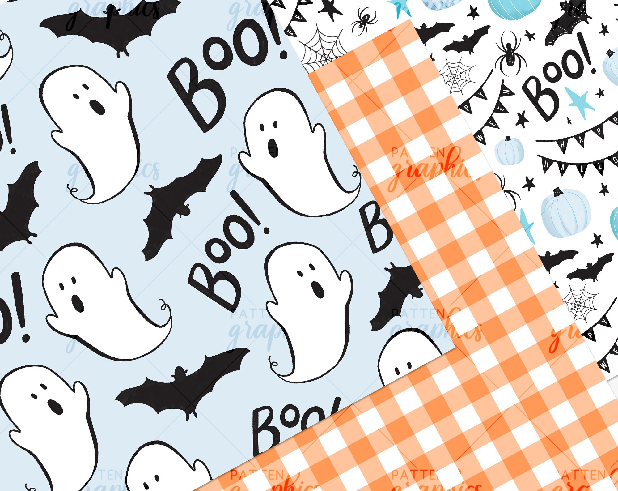 Cute Halloween Digital Paper Blue Halloween Seamless - Etsy