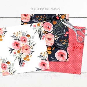 Rustic Boho Floral Digital Paper, Watercolor Floral Seamless Pattern ...