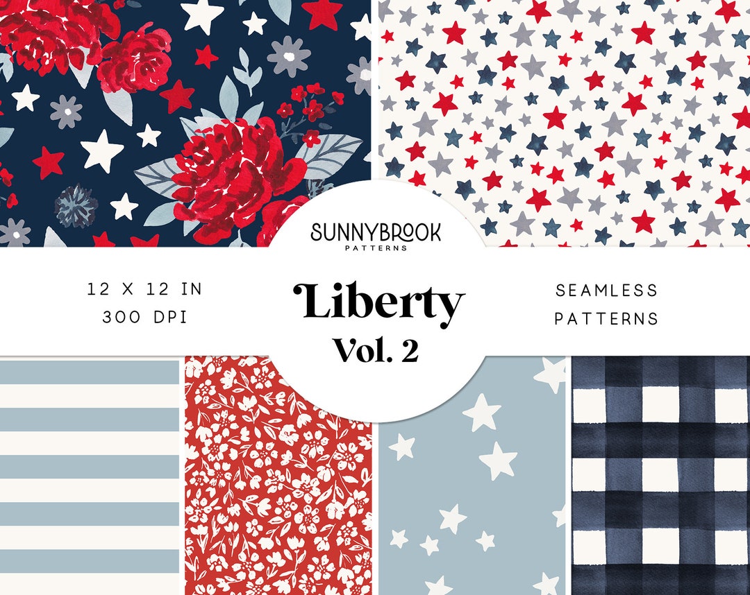 Independence Day Seamless Patterns, Patriotic Digital Paper, Red White ...
