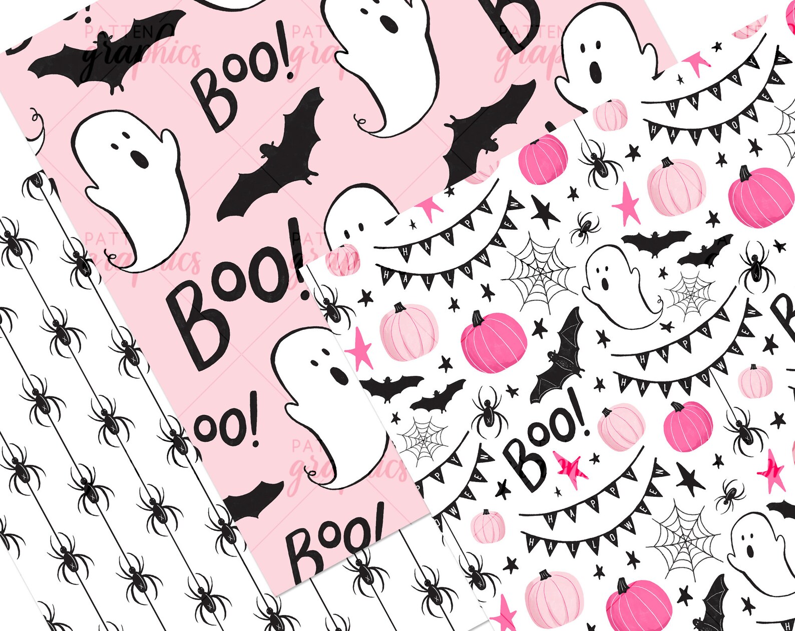 Cute Halloween Digital Paper Pink Halloween Seamless - Etsy