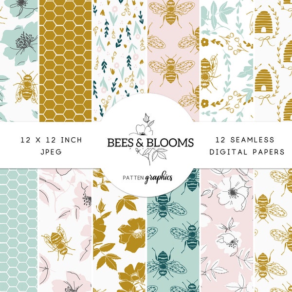Bee Digital Paper - Etsy
