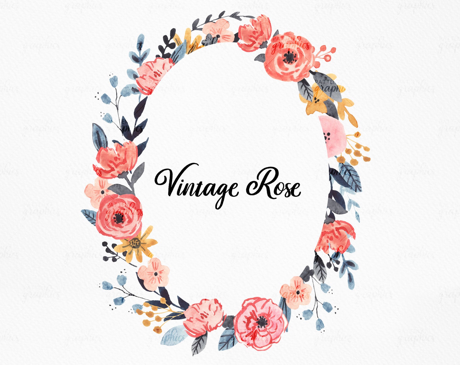 Pink Floral Frame Clipart Watercolor Floral Wreath Set - Etsy