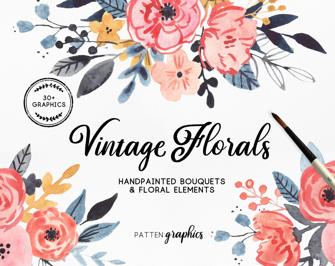 Watercolor Flower Clipart, Hand-painted Florals, Roses, and Bouquets in ...