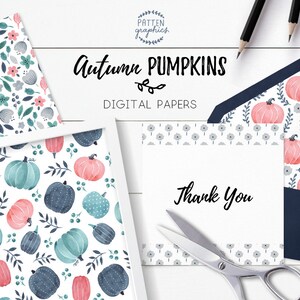 Pumpkin Digital Paper, Fall Digital Paper, Seamless Pattern, Watercolor ...