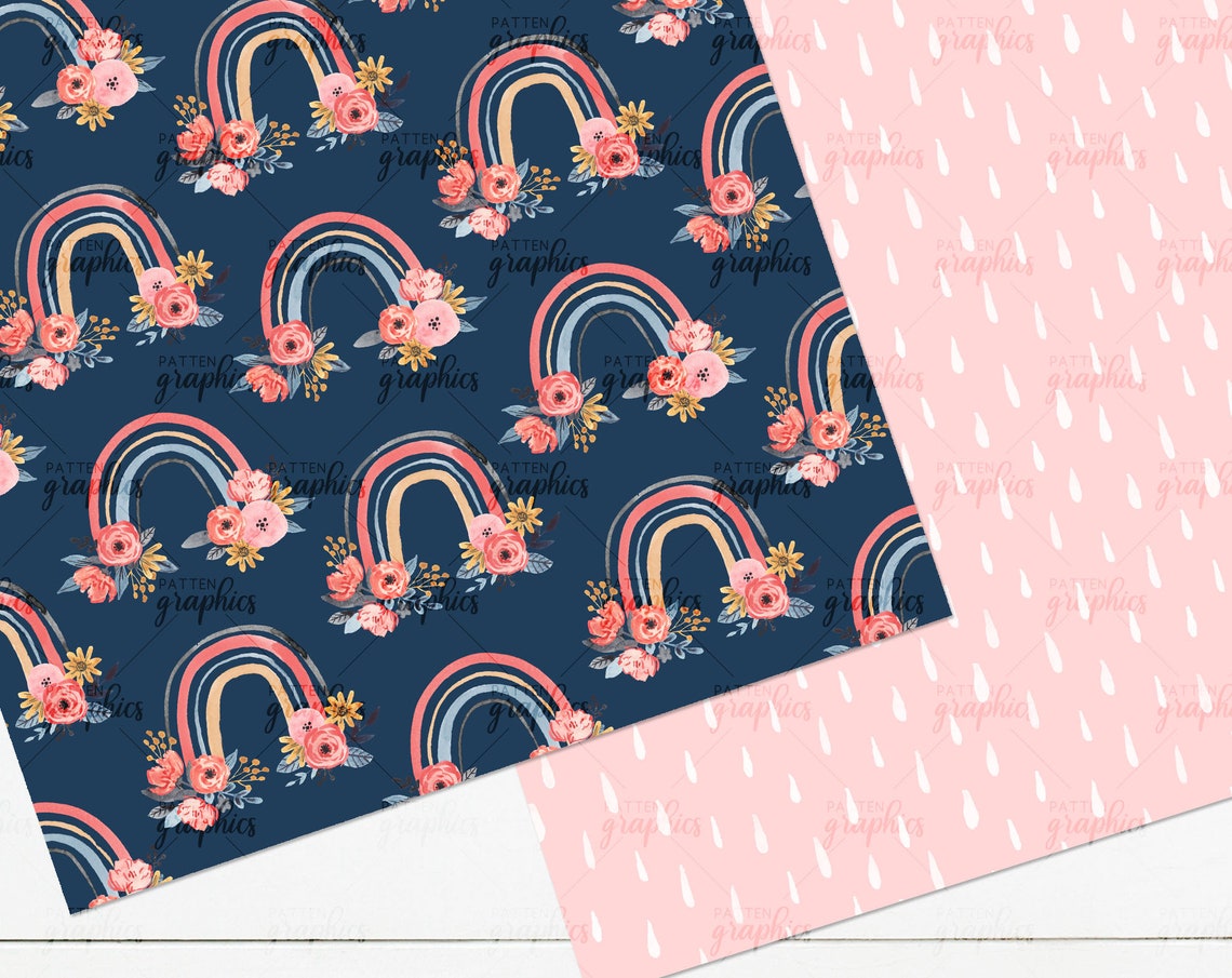 Watercolor Rainbow Digital Paper Floral Rainbow Seamless | Etsy