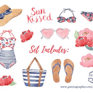 Summer Fashion Clipart, Watercolor Clipart, Beach Style, Beach Girl ...