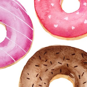 Watercolor Donuts Clipart - Donut Clip Art, Pink Donuts, Handpainted ...