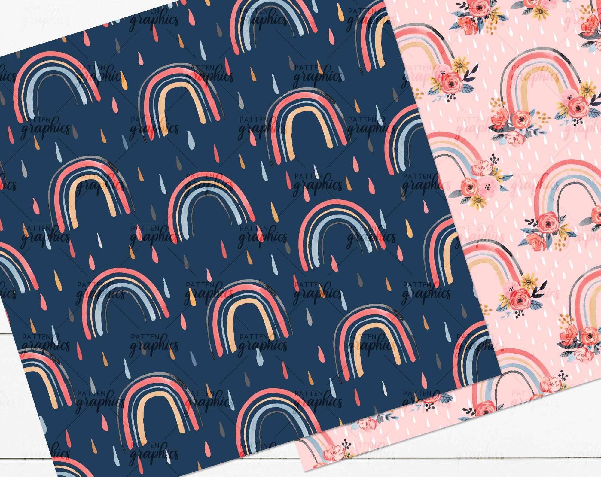 Watercolor Rainbow Digital Paper Floral Rainbow Seamless | Etsy