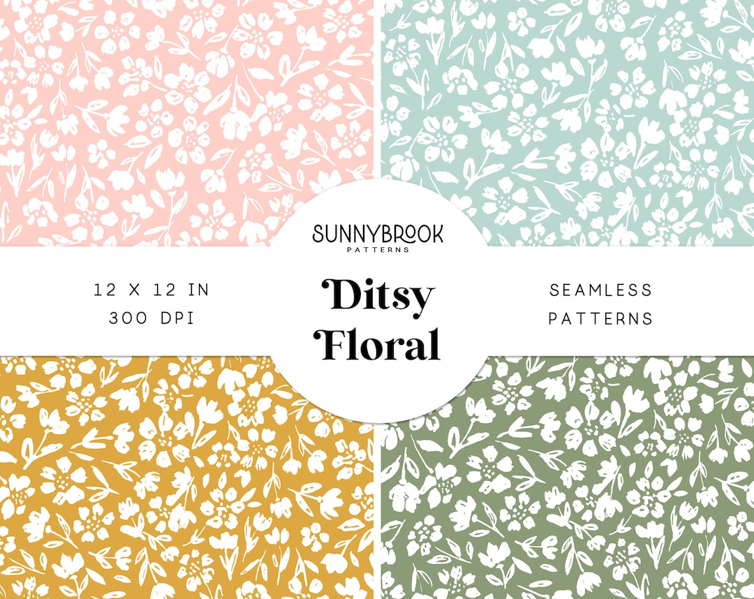 Ditsy Floral Seamless, Ditsy Flower Pattern, Small Floral Digital Paper, Seamless File, Tonal ...
