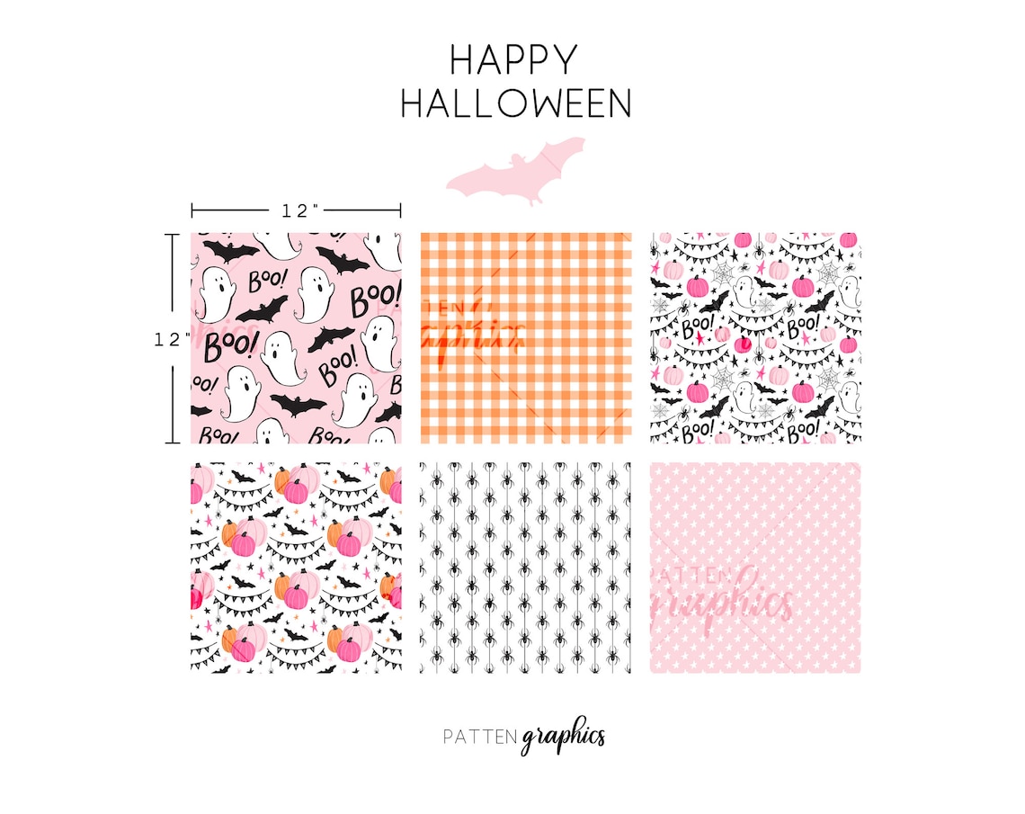 Cute Halloween Digital Paper Pink Halloween Seamless | Etsy