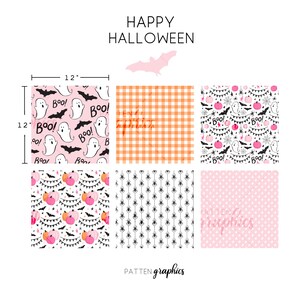 Cute Halloween Digital Paper, Pink Halloween Seamless Patterns, Hand ...