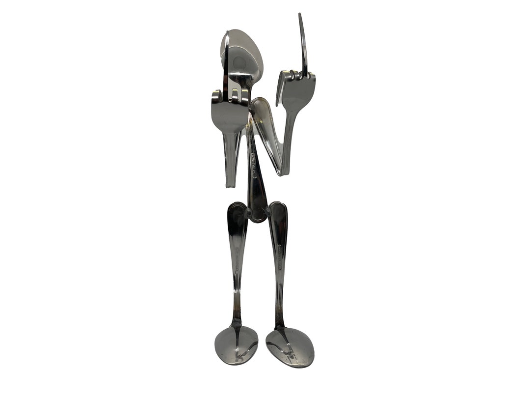 Fork It: Silverware Sculpture Holding up Double Middle Fingers - Etsy