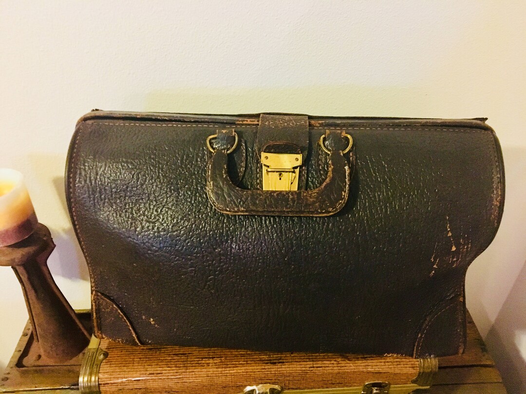 Antique Leather Doctors Bag Briefcase - Etsy