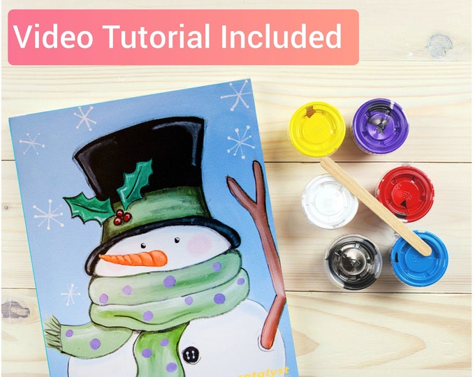 Folk Art Snowman DIY Paint Kit- Sip and Paint, Date Night, Wine and ...