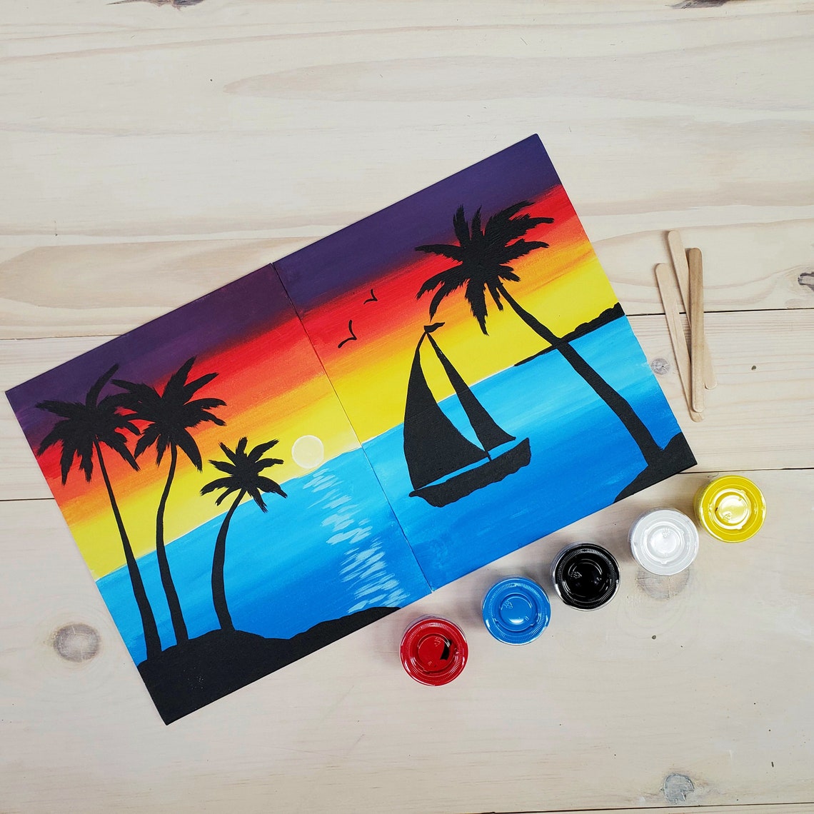 Tropical Sunset Couples DIY Paint Kit Sip and Paint Date - Etsy