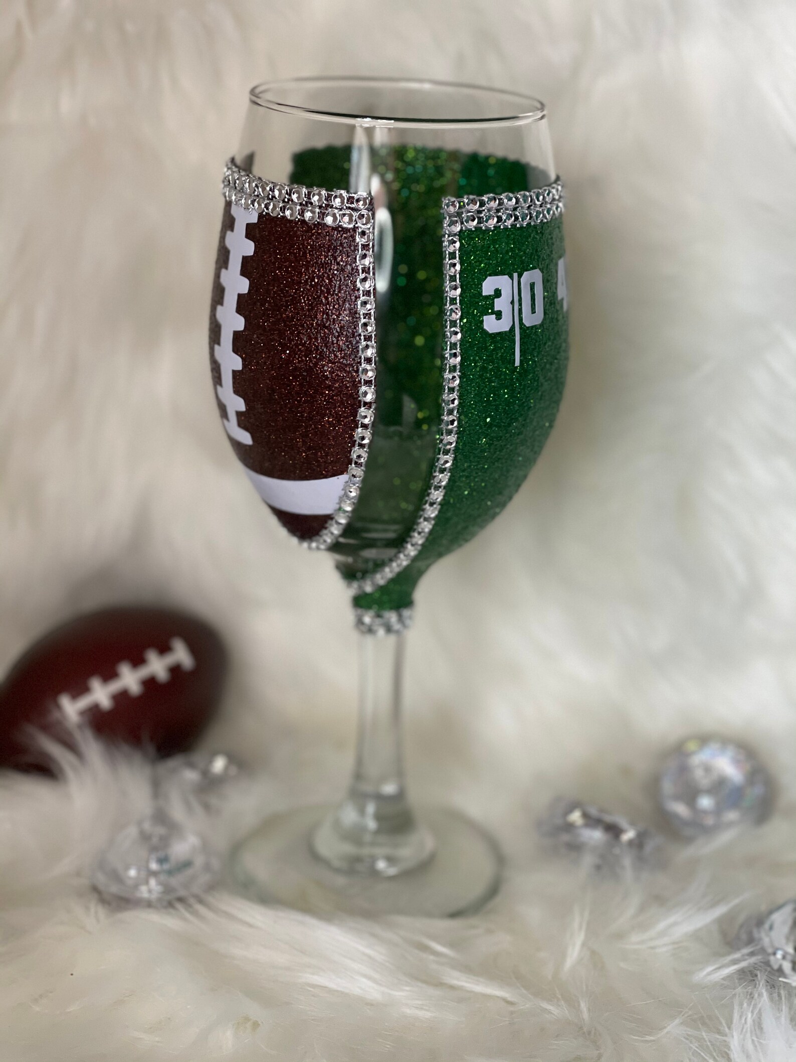 Football/field Wine Glass/ Add a Team or Personalize - Etsy