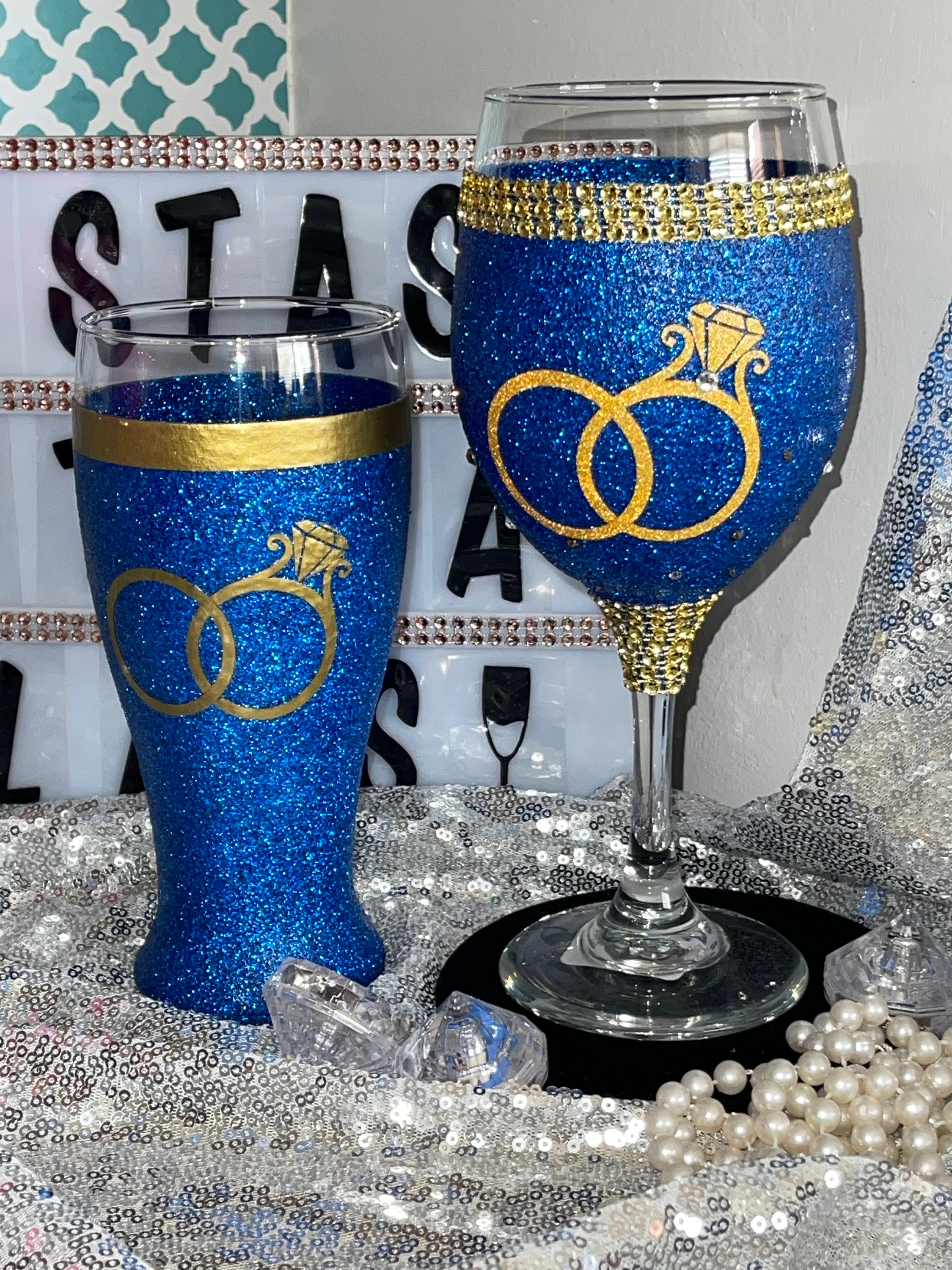 Wedding Toast Wine Glass Glitter Wine Glass Anniversary | Etsy