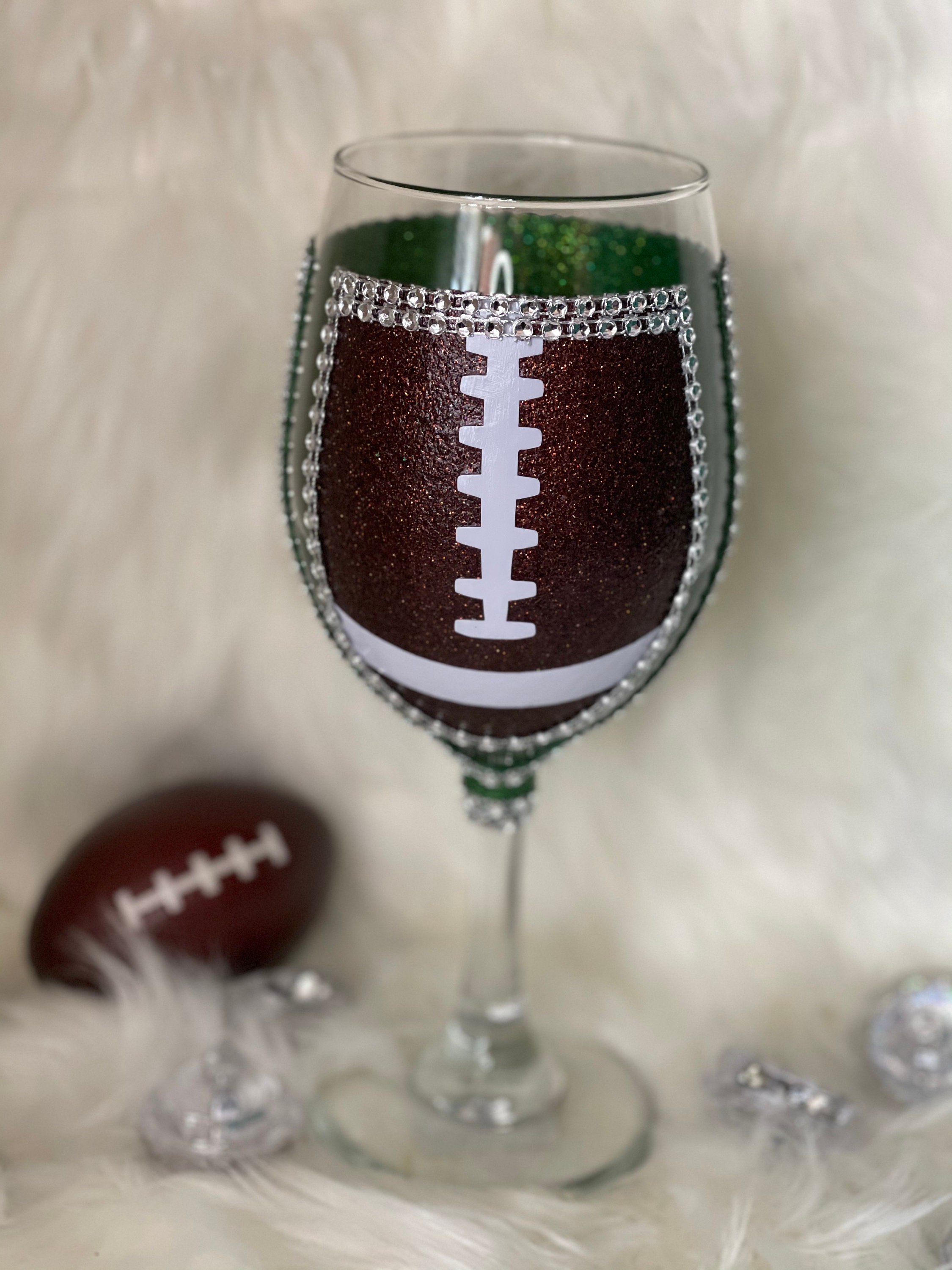 Football/field Wine Glass/ Add a Team or Personalize - Etsy