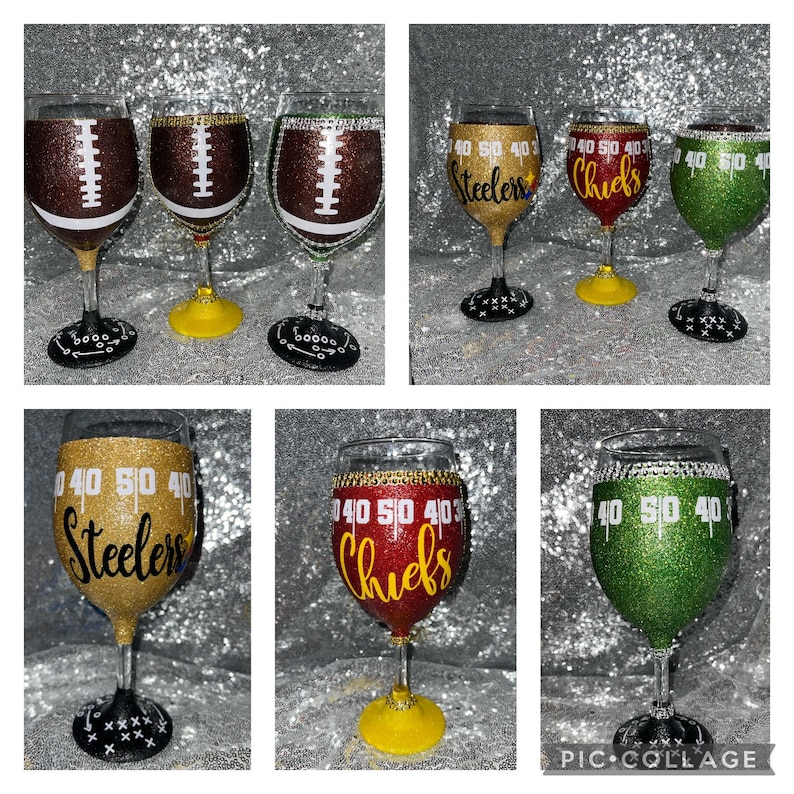 Football/field Wine Glass/ Add a Team or Personalize! - Etsy
