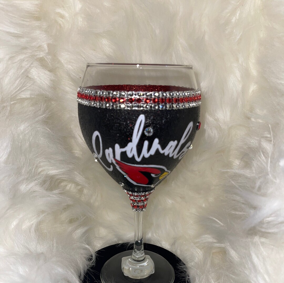 Cardinals Inspired Wine Glass,custom Wineglass, Bling Gifts, Cardinals ...