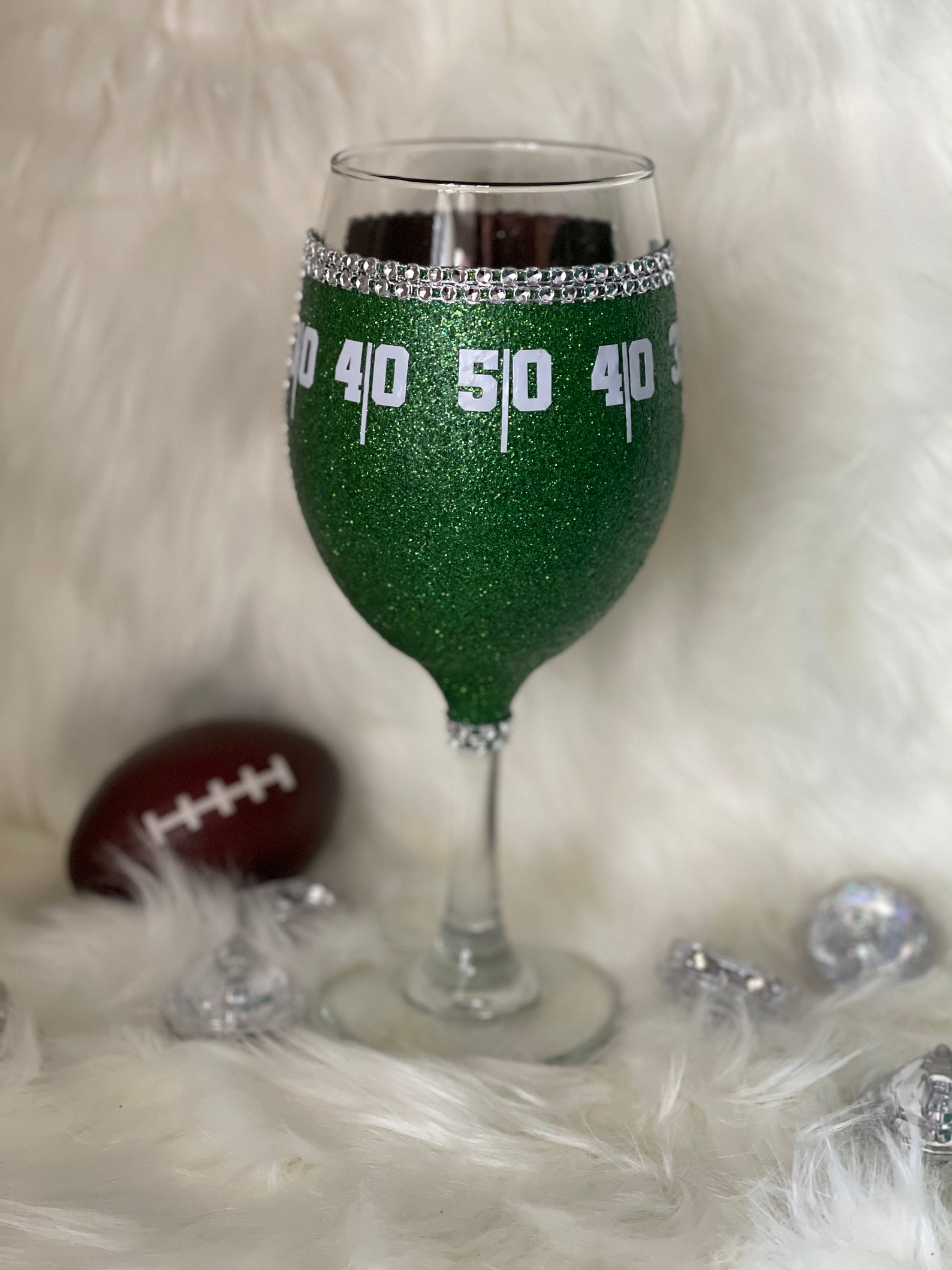 Football/field Wine Glass/ Add a Team or Personalize - Etsy