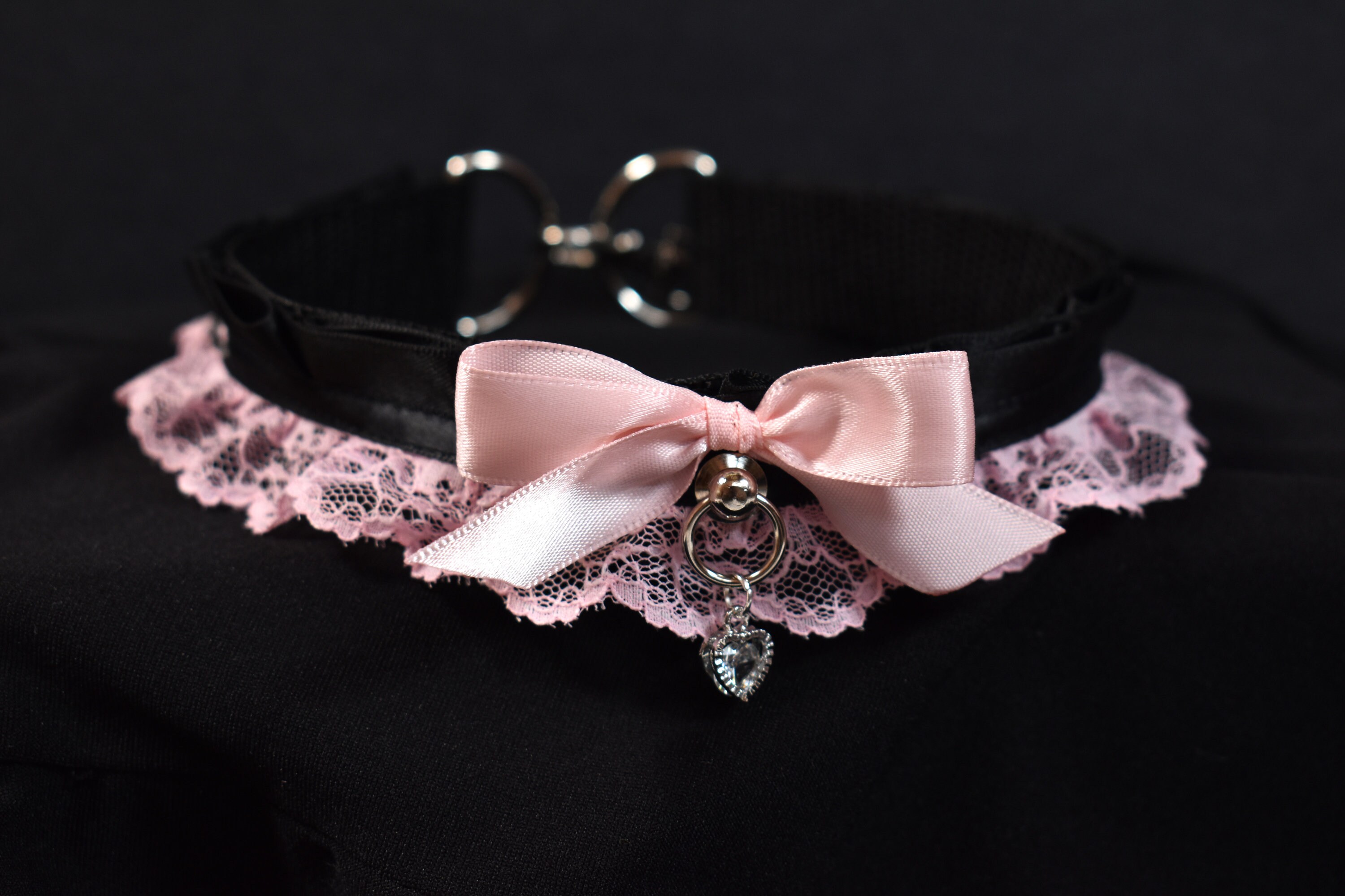 Made to Your Size / Pink Pastel Goth Lace Choker / Kitten Play - Etsy