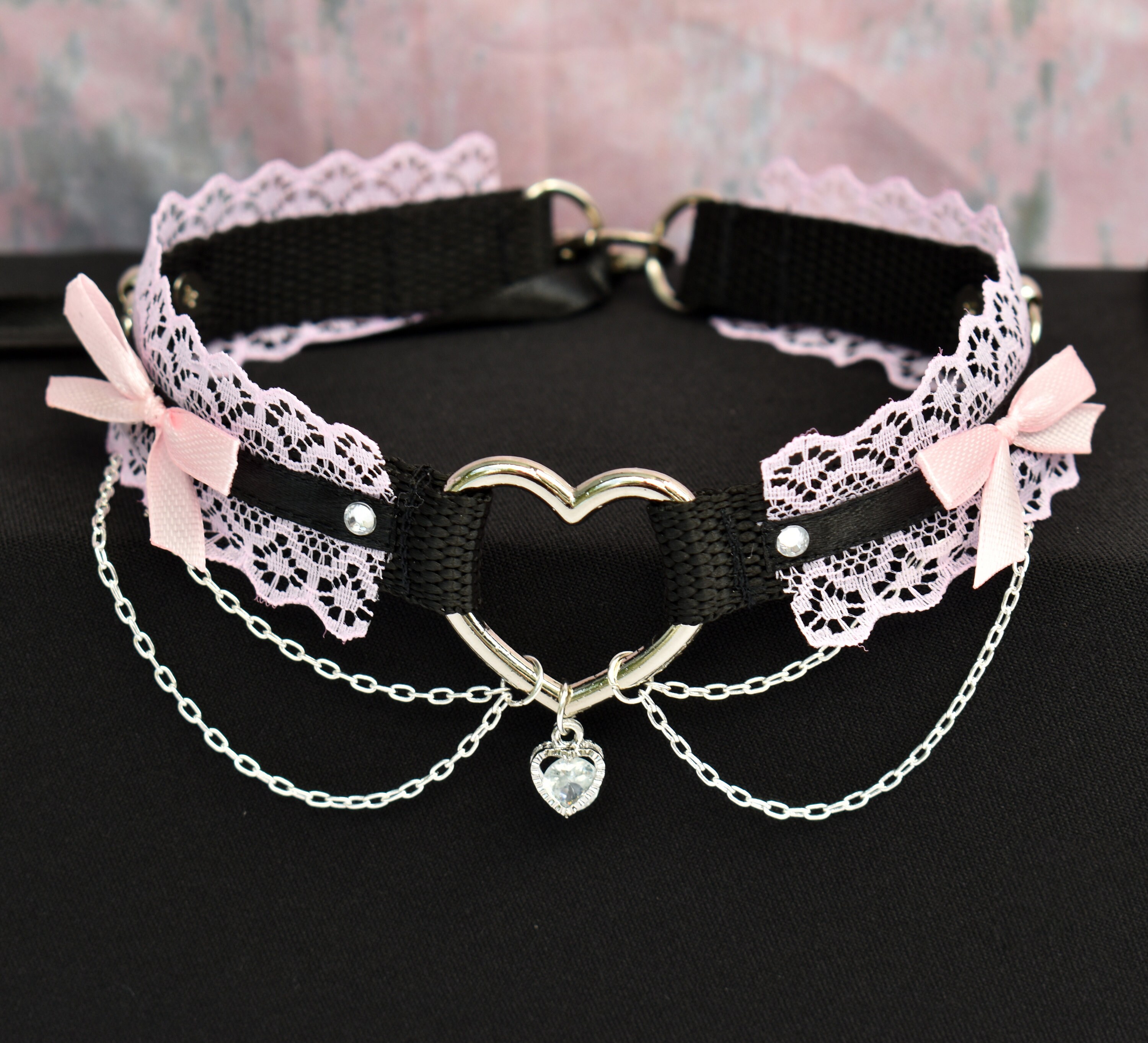 Made to Your Size / Pink Heart Extra Choker / Kitten Play - Etsy