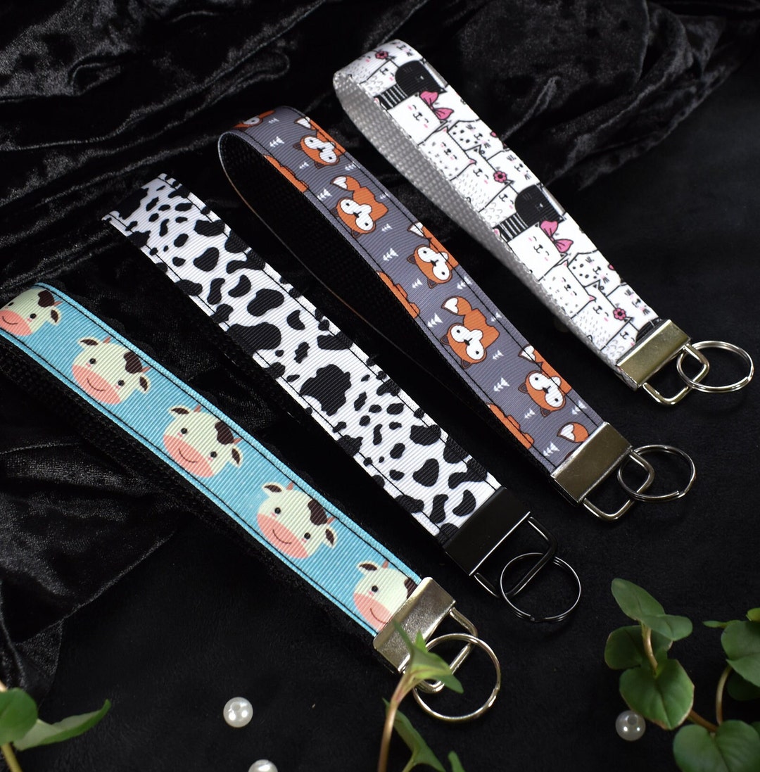 Animals Keychains / Wrist Key Chain / Cow Keychain /moo / Plant / Frog ...
