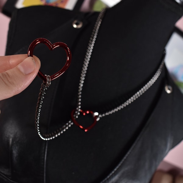 Red Heart Slip Chain Necklace - Etsy
